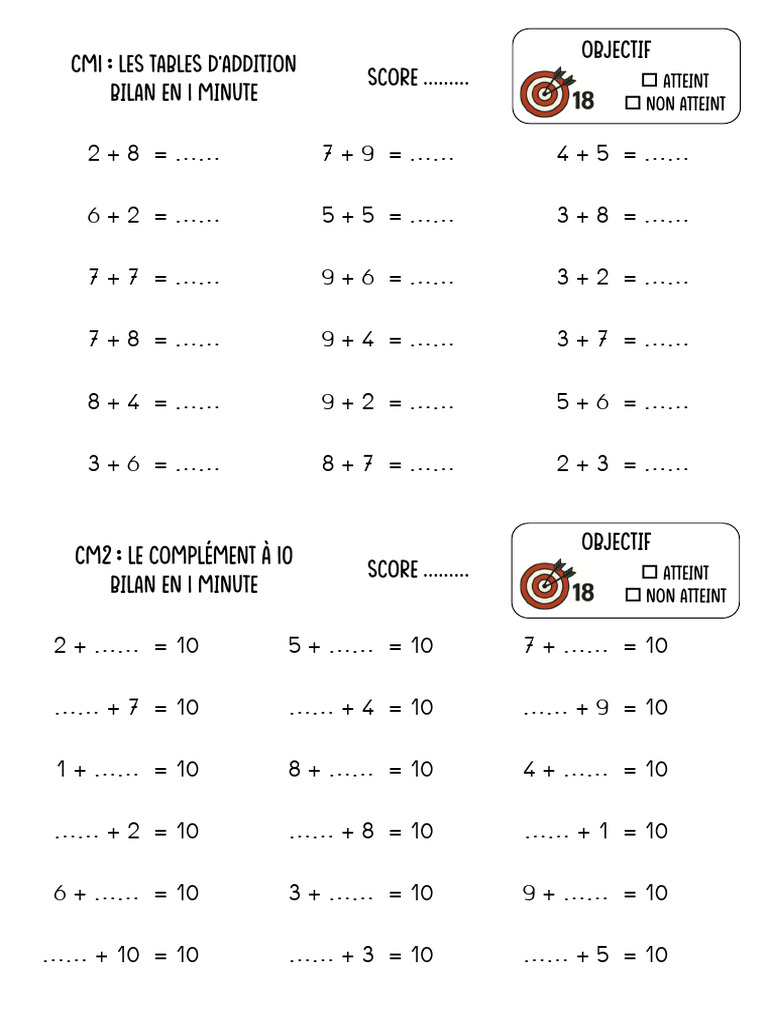 Bilan CM1 - P1 Et P2 | PDF