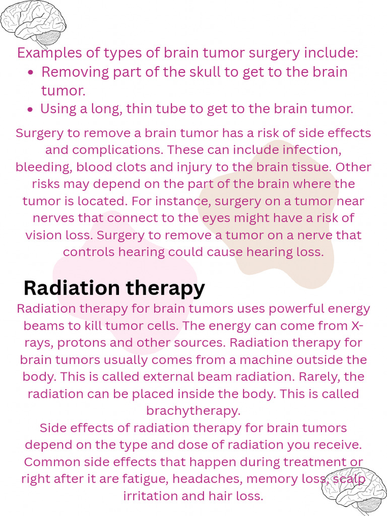 Examples of Types of Brain Tumor Surgery Include Removing Part of The Skull To Get To The Brain ...