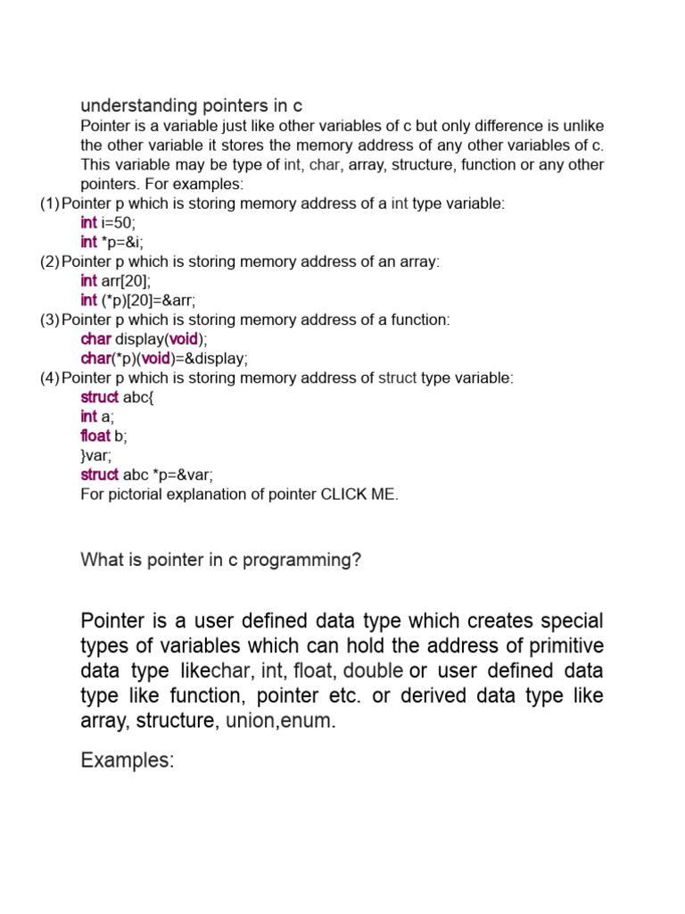 Understanding Pointers in C | PDF | Pointer (Computer Programming ...