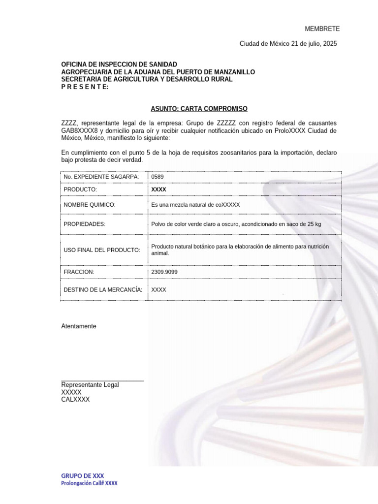 Carta Compromiso MODIFICADA Amucoline GAB-25018 | PDF