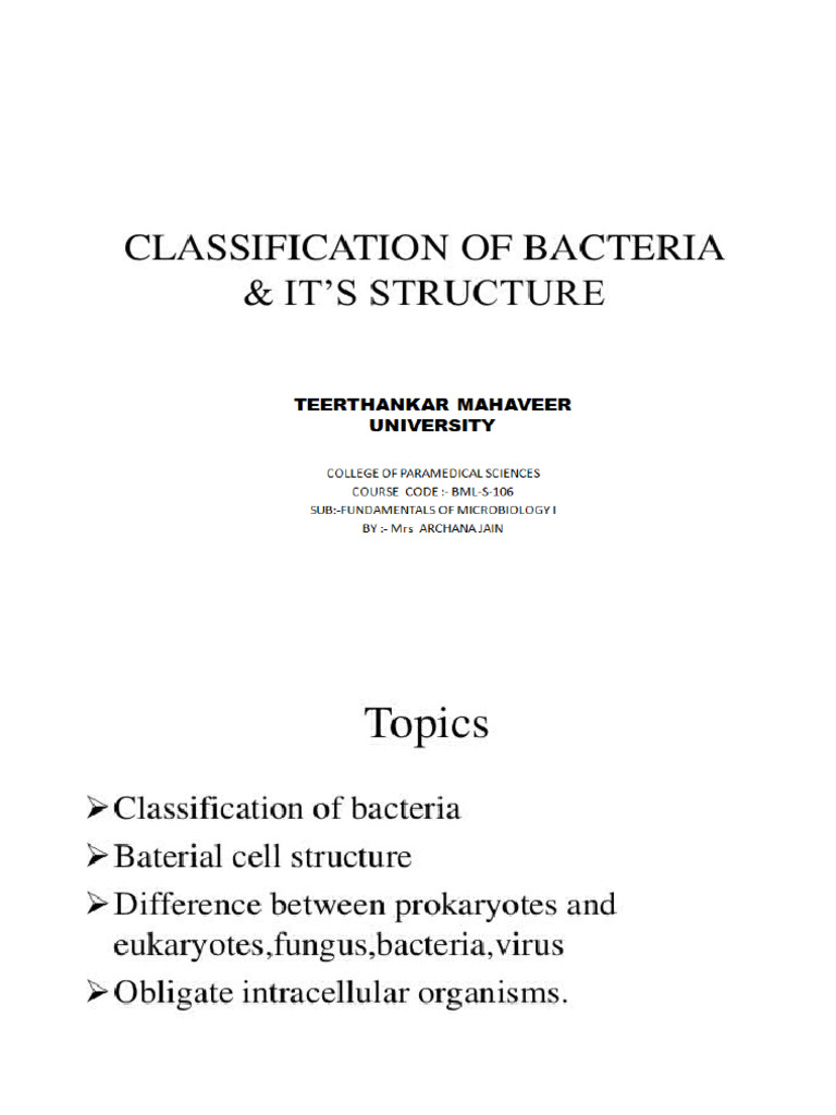 Unit III Classification of Bacteria | PDF