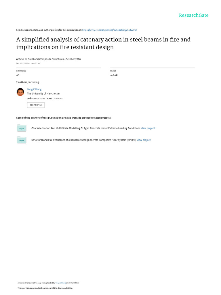 Catenary Action in Steel Beams Fire Design | PDF | Bending | Beam ...