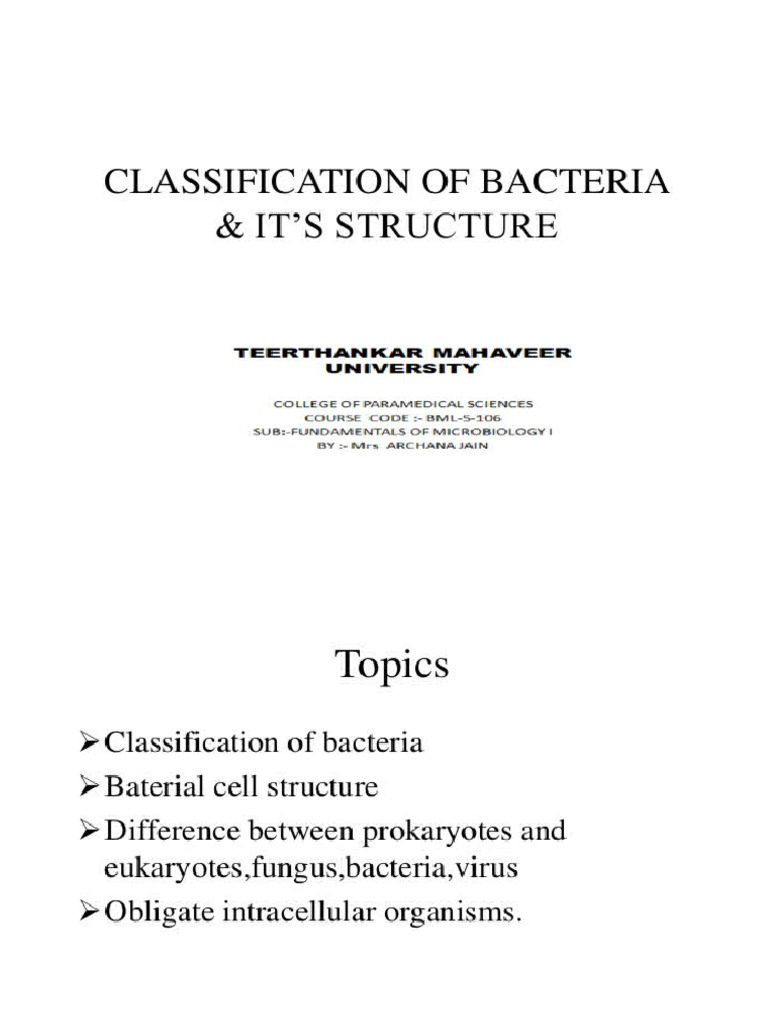 Unit III Classification of Bacteria | PDF