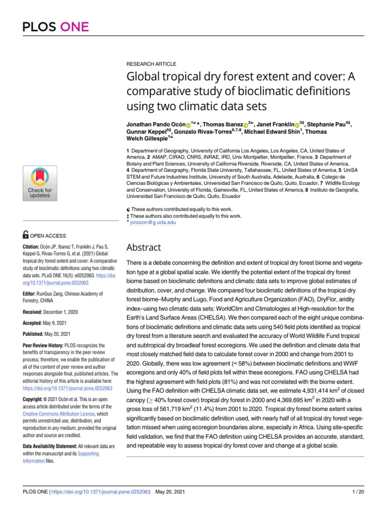 Tropical Dry Forest Extent Study 2021 | PDF | Forests | Climate