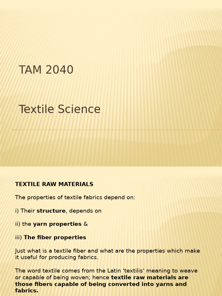 Fiber Introduction TAM 2040 Fall 2025 Cameron | PDF | Textiles | Polymers