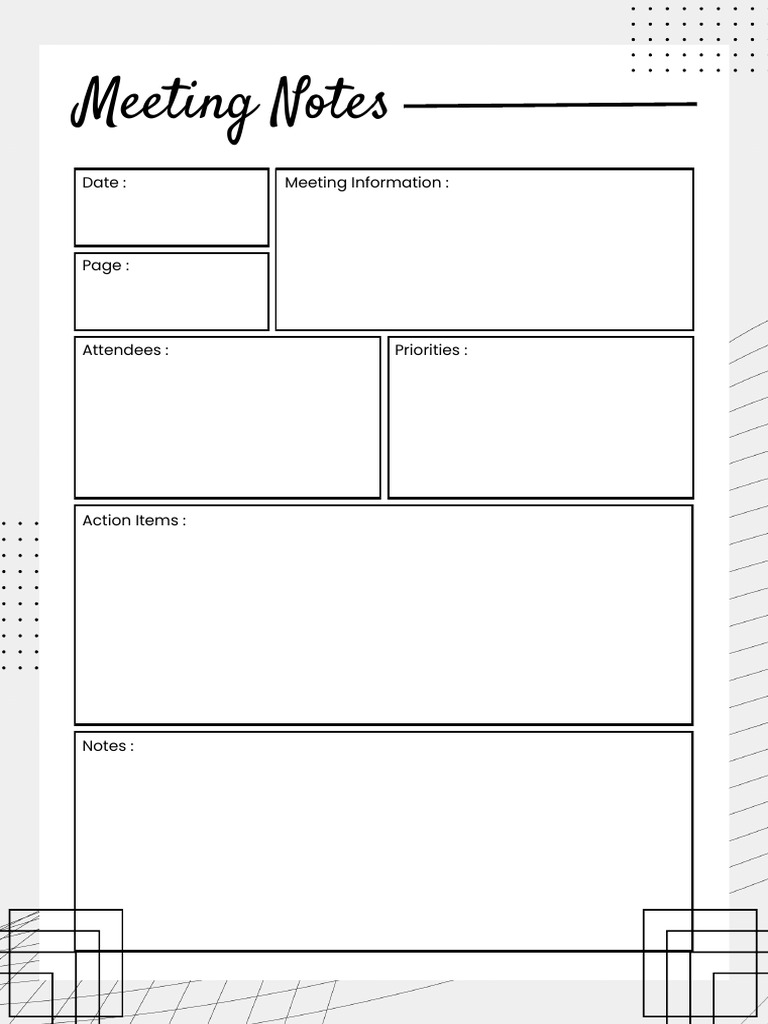 Gray Minimalist Modern Meeting Notes Document | PDF