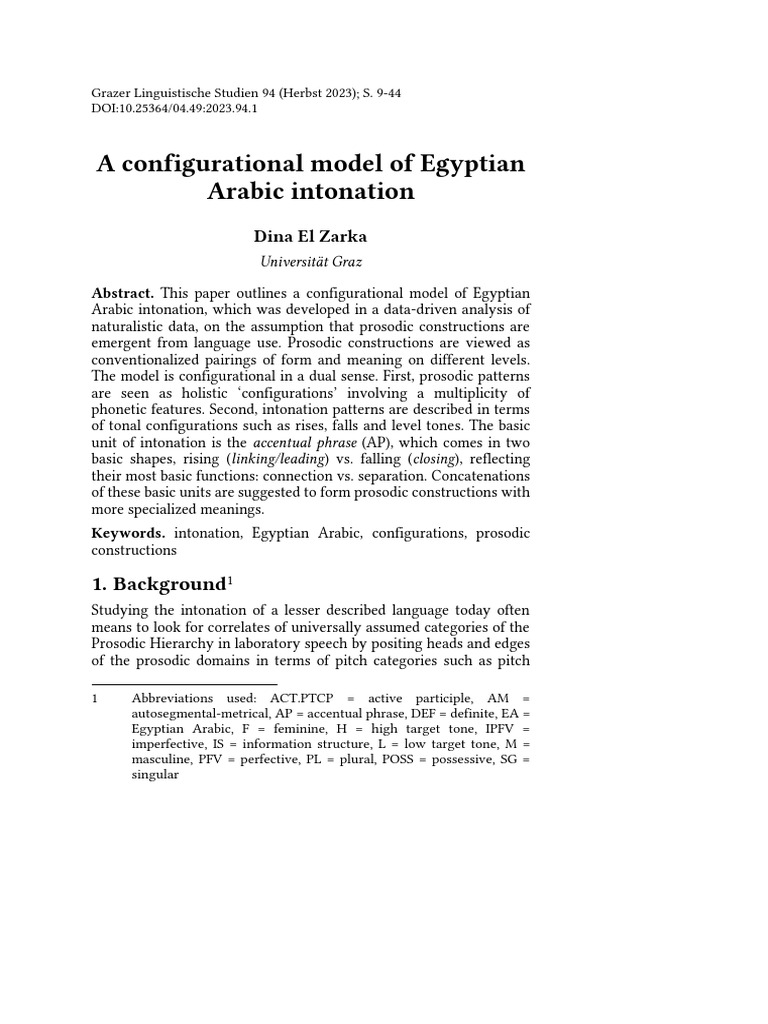 El Zarka, Dina A Configurational Model of Egyptian Arabic Intonation ...