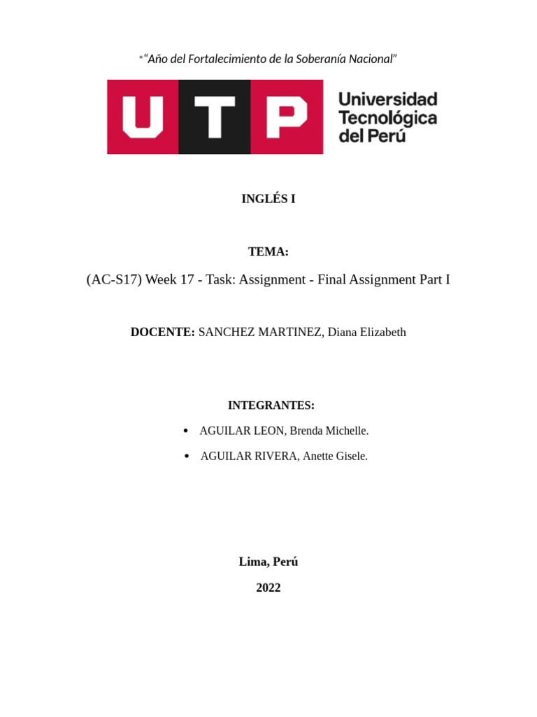 Week 17 - Final Assignment Part I (Finish) | PDF