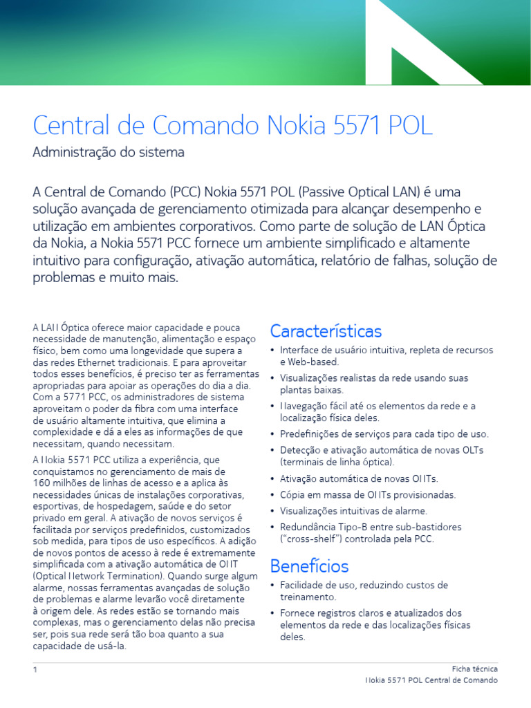 Central de Comando Nokia 5571 PCC | PDF | Rede de computadores | Rede local