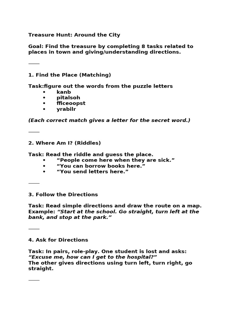 City Treasure Hunt Activities Guide | PDF