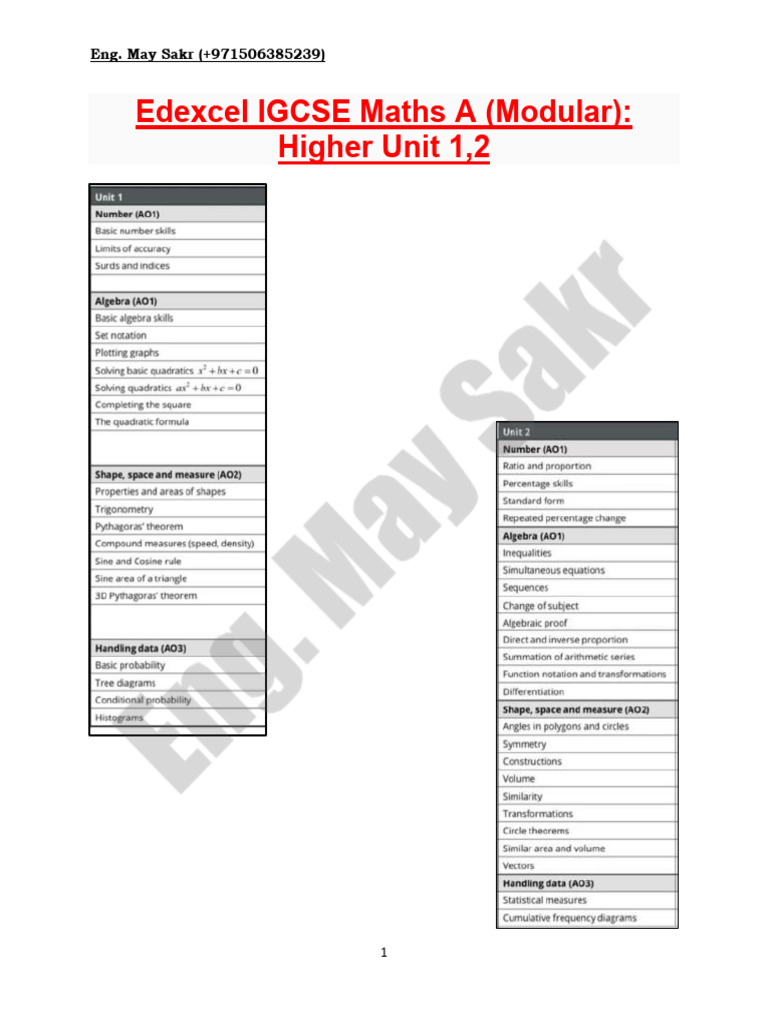 Edexcel IGCSE Maths A Topics Overview | PDF | Geometry | Mathematics