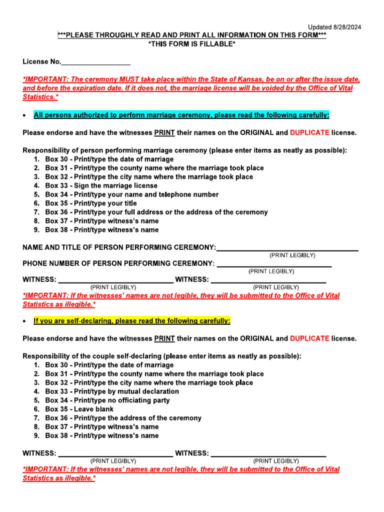 Marriage License Cover Sheet | PDF