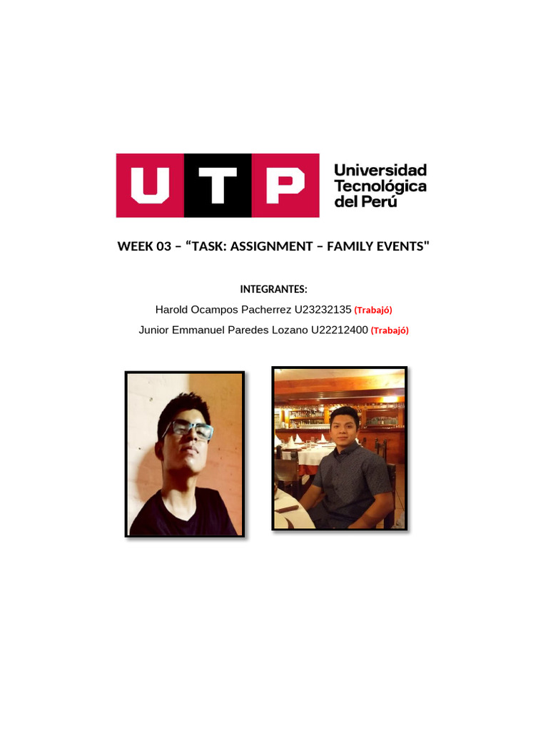 Week 03 - Task Assignment - Family Events - Harold Ocampos Pacherrez ...