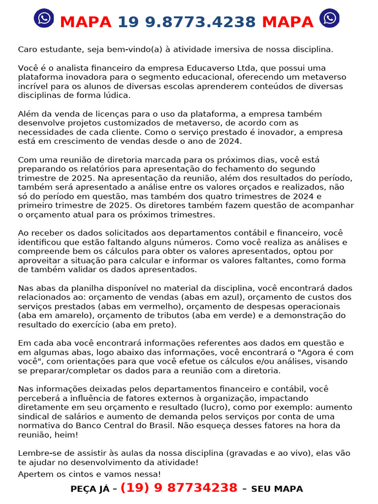 Caro Estudante, Seja Bem-Vindo(a) à Atividade Imersiva de Nossa ...