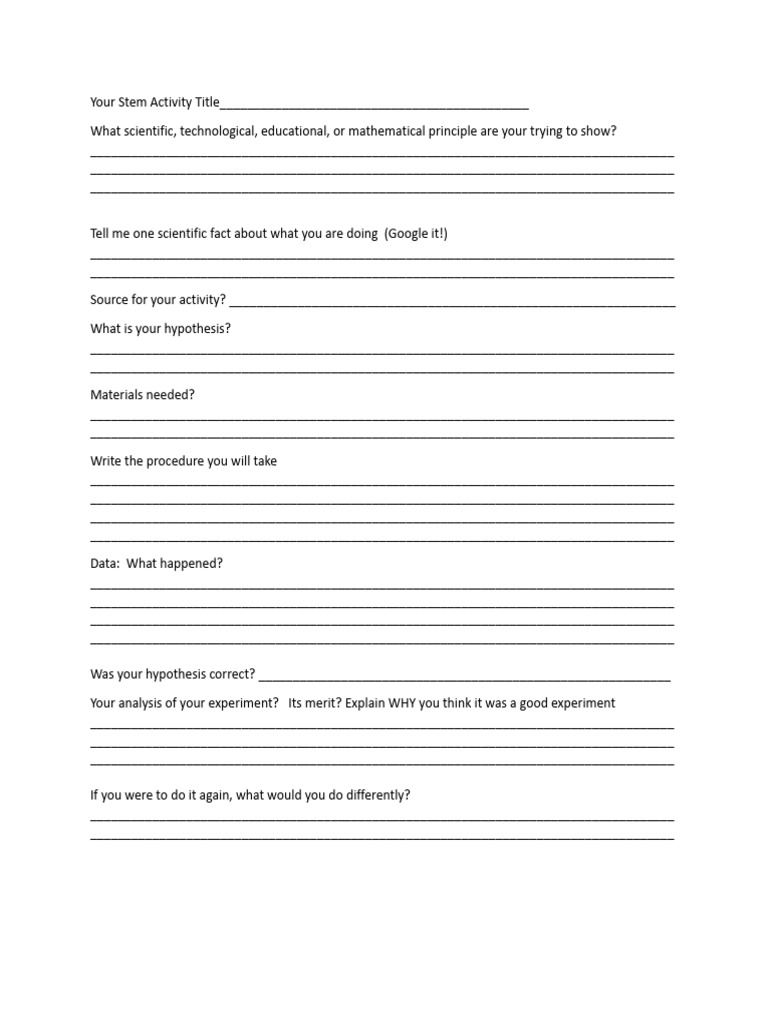 Your Stem Activity Title | PDF | Science | Methodology