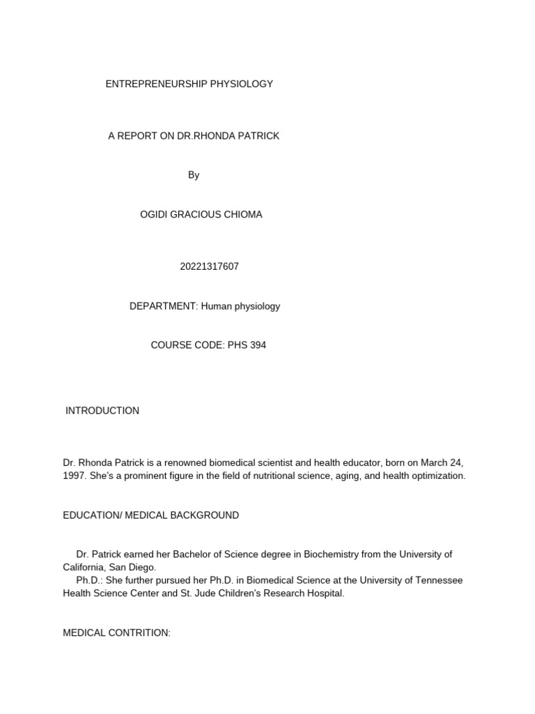 DR - Rhonda Patrick | PDF