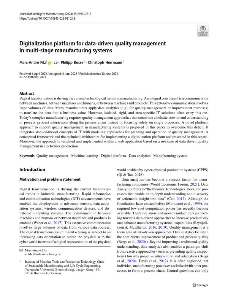 Data-Driven Quality Management Platform | PDF | Data | System