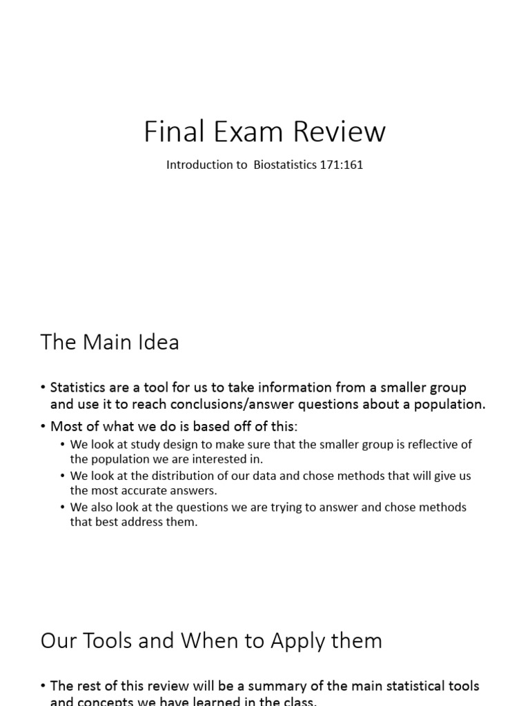 Final-Review BIOSTATS PHD | PDF | Student's T Test | Linear Regression