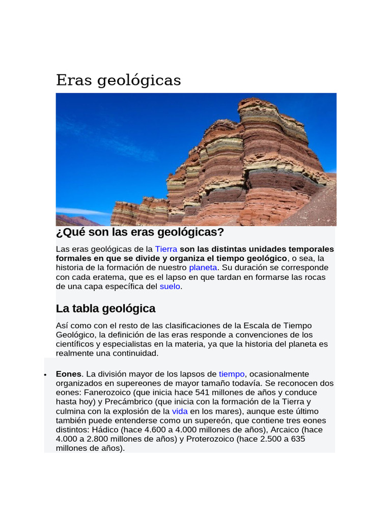 Eras Geológicas: Definición y Tipos | PDF | Escala de tiempo geológico ...