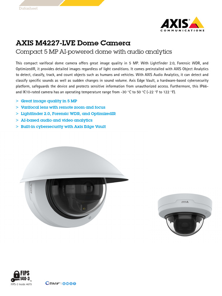 Datasheet Axis m4227 Lve Dome Camera en US 488239 | PDF | Pixel | File ...