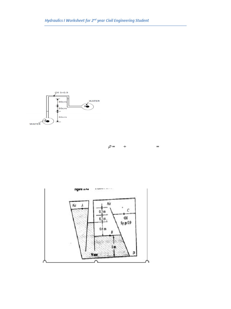Hydraulics I Worksheet for Engineers | PDF