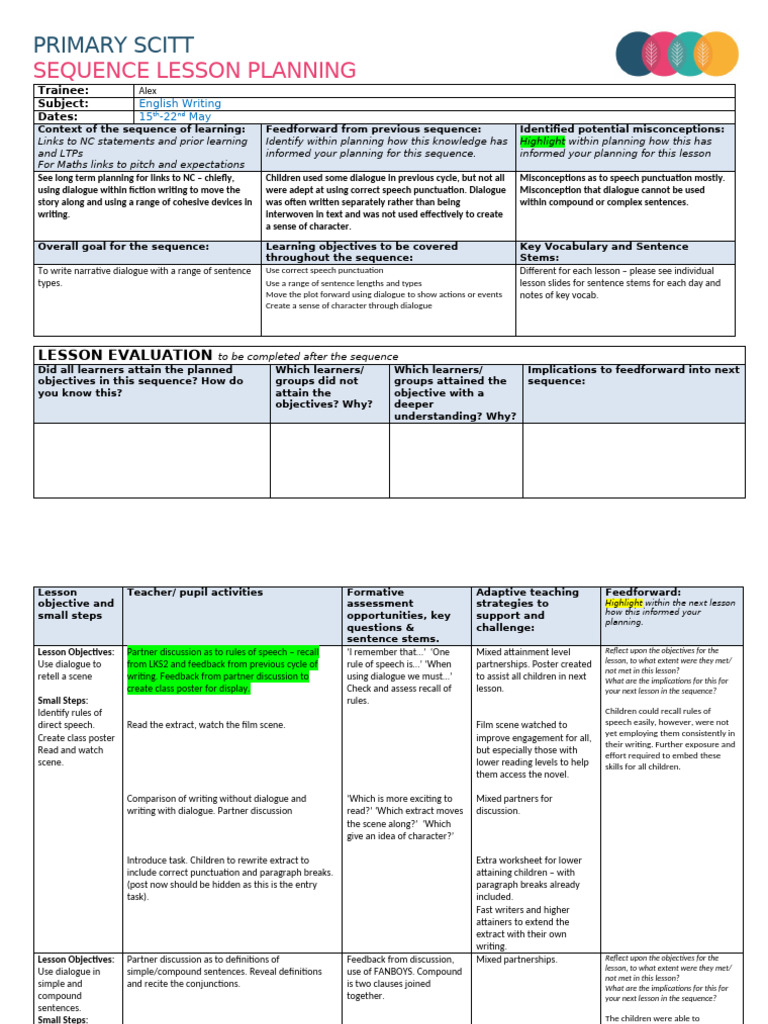 English Writing Lesson Planning Guide | PDF | Sentence (Linguistics ...