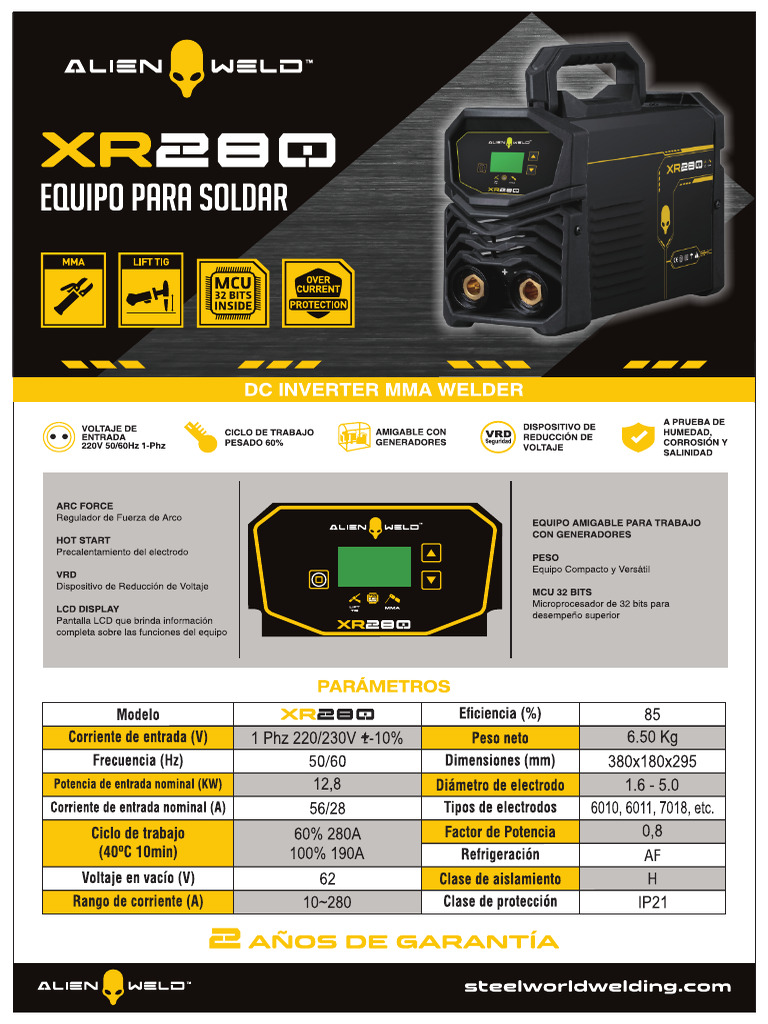 Alienweld XR280 - Ficha Tecnica | PDF