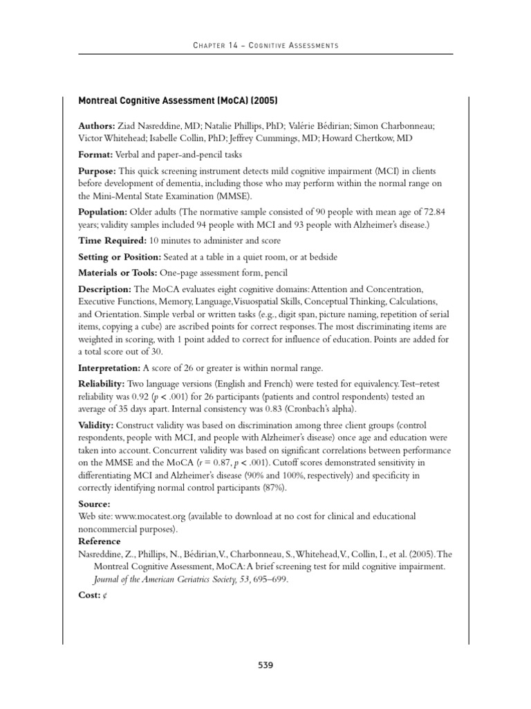 MoCA Test: Printable Assessment Guide | PDF | Brain | Behavioural Sciences