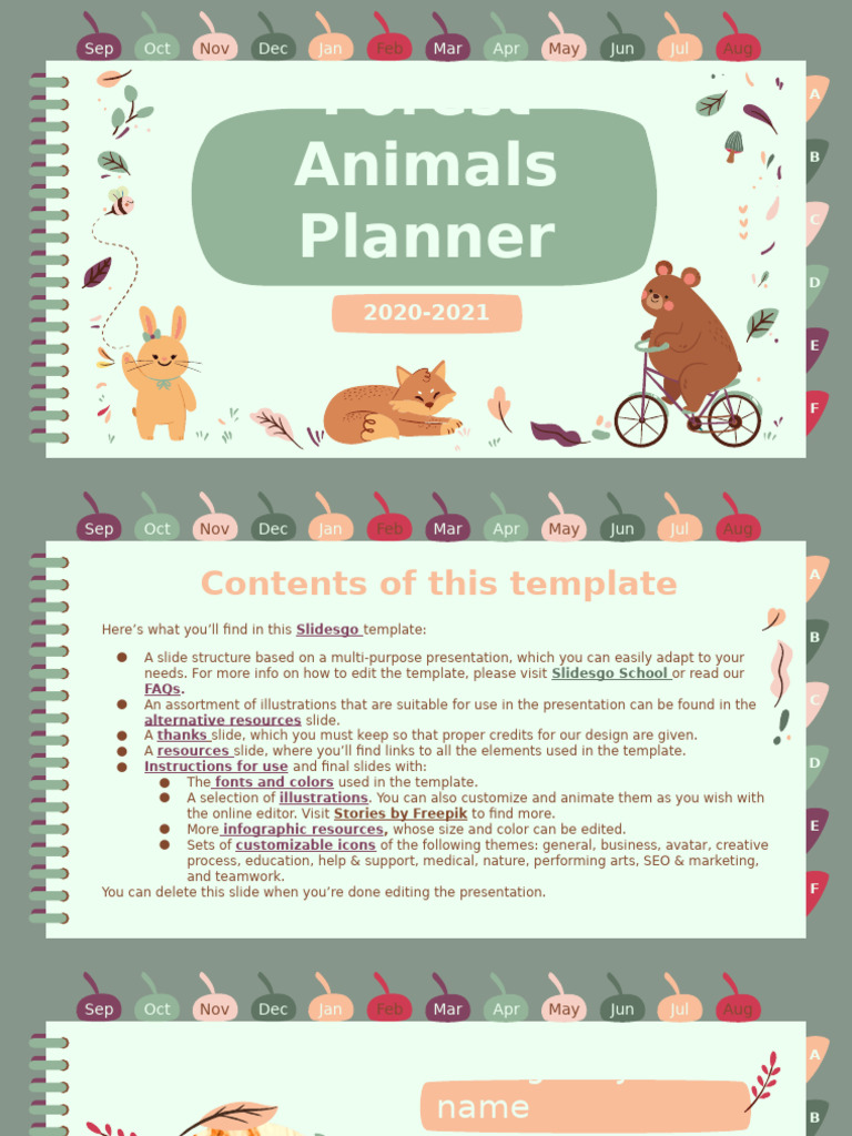 Forest Animals Planner Green Variant | PDF | Planets | Planets In Astrology
