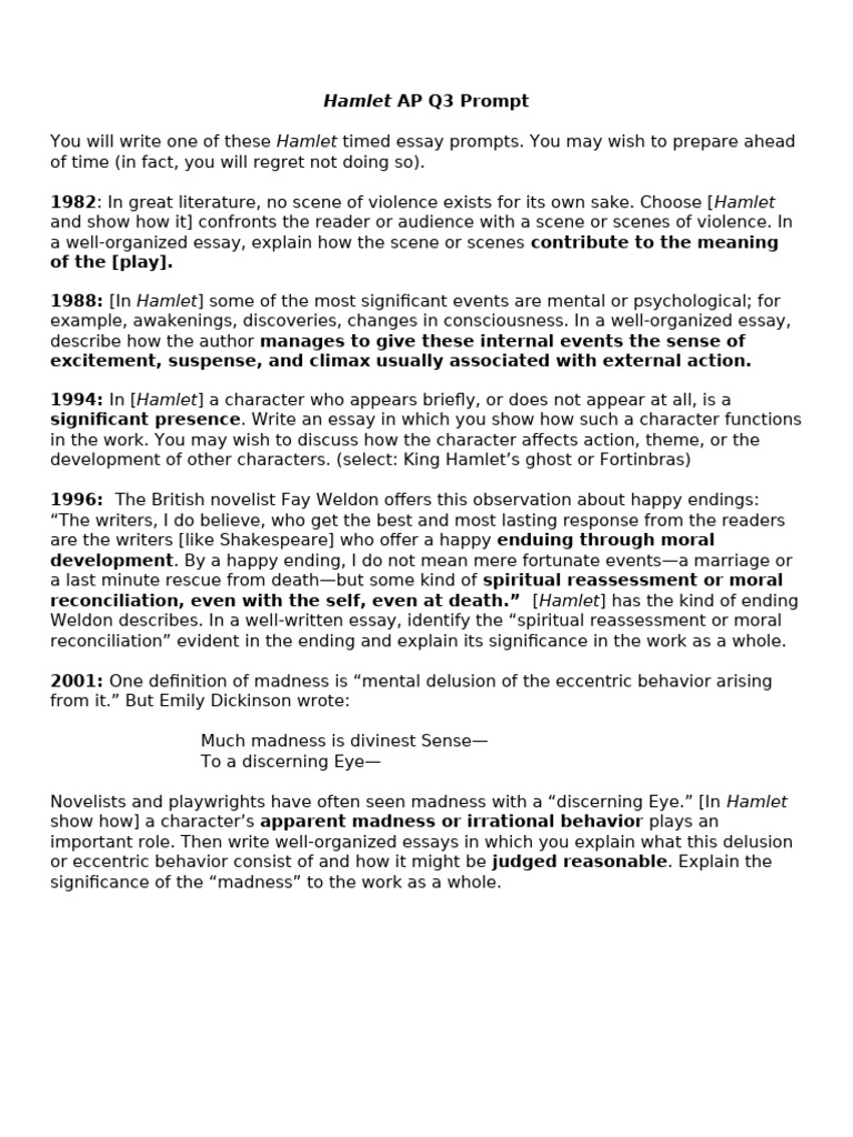 Hamlet Ap q3 Prompt | PDF