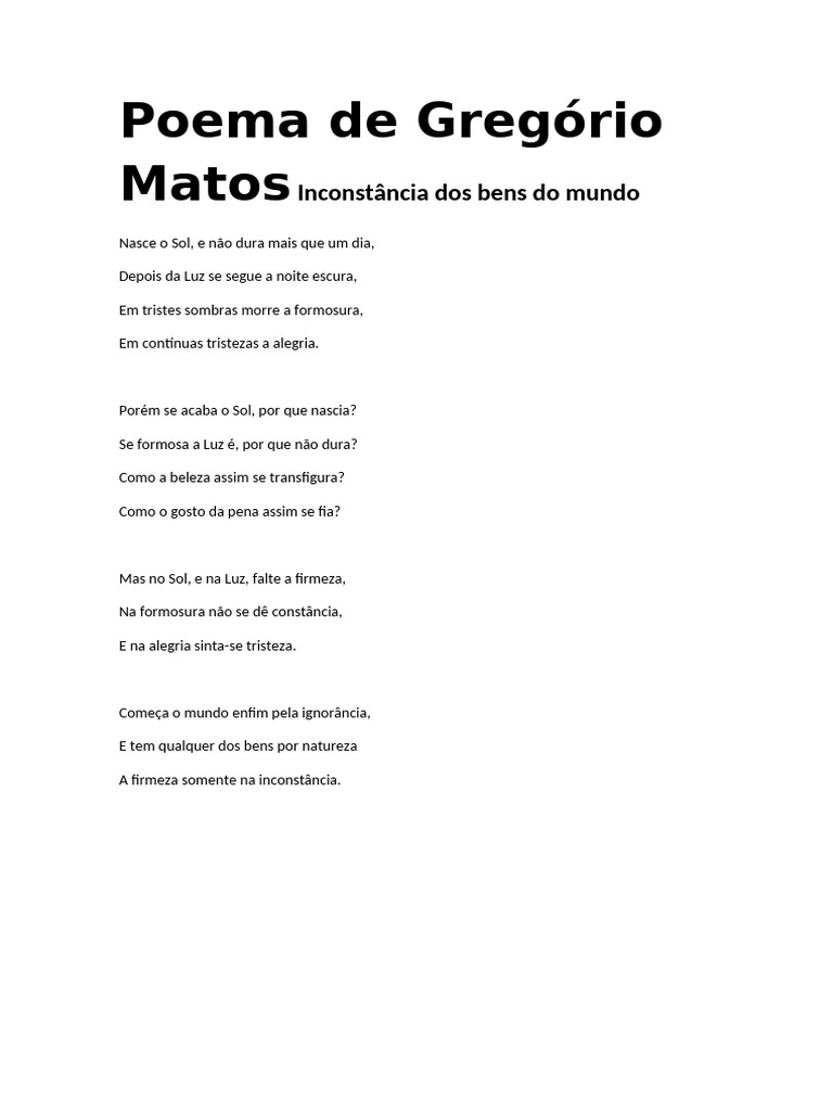 Inconstância dos Bens do Mundo | PDF