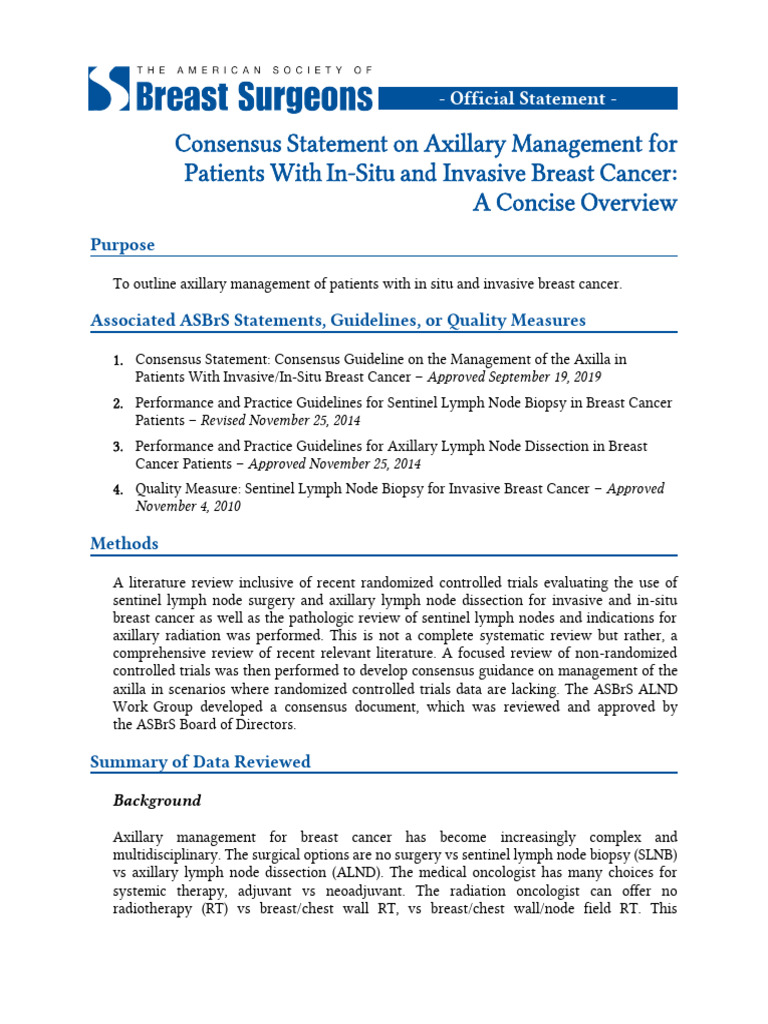 Axillary Management in Breast Cancer | PDF | Breast Cancer | Diseases ...