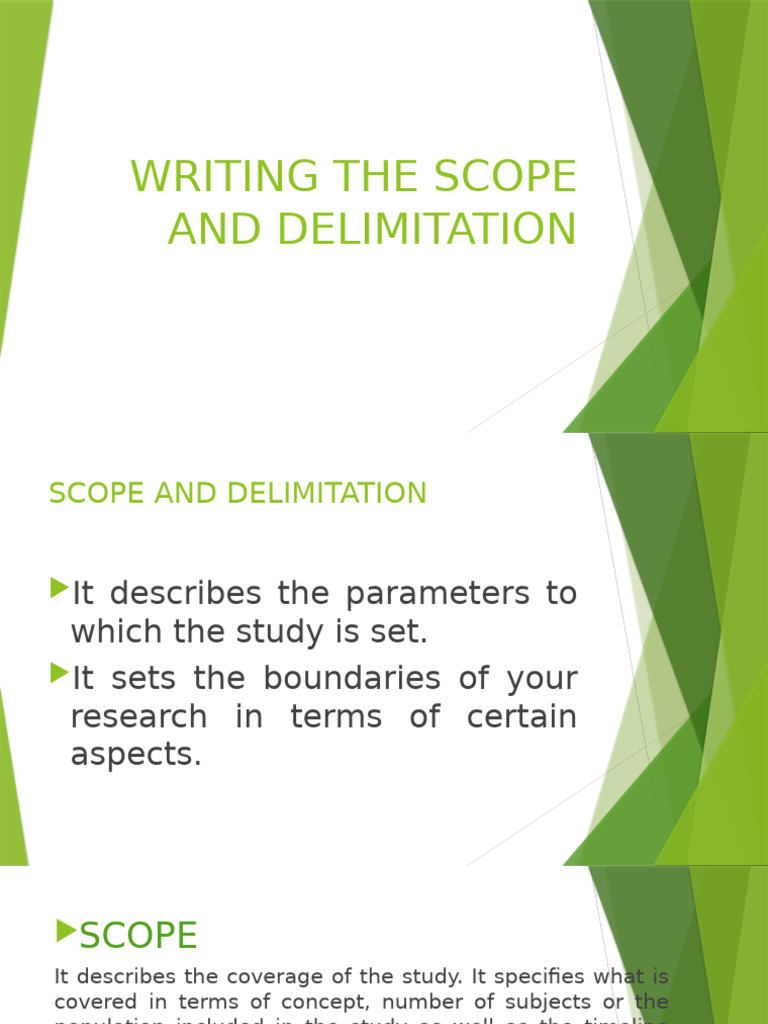 Writing The Scope and Delimitation | PDF | Scope (Computer Science ...