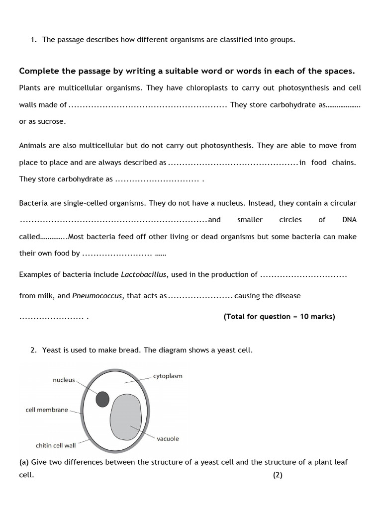 Organism Classification and Yeast Study | PDF | Cell (Biology) | Bacteria