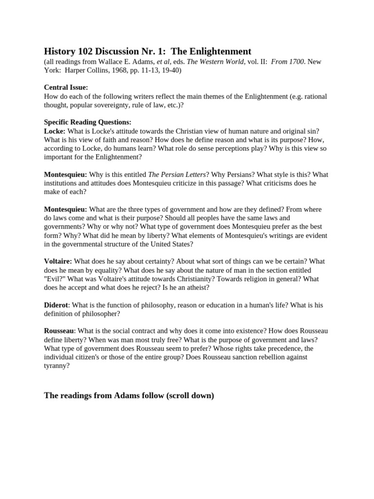 Enlightenment Thinkers: Key Themes Explained | PDF | Knowledge | Reason