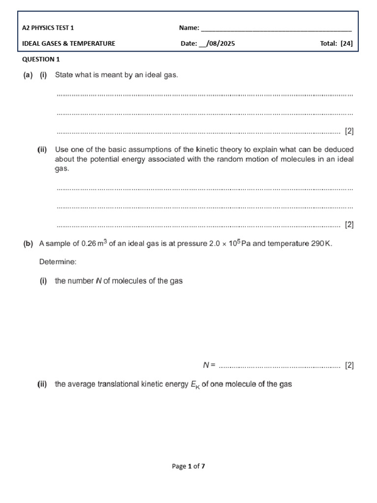 Ideal Gas N Temp Test Ms A2 | PDF