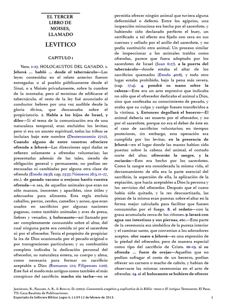 Comentario Exegético y Explicativo de La Biblia - 3. Levítico | PDF | Sacerdote | Libro de levítico