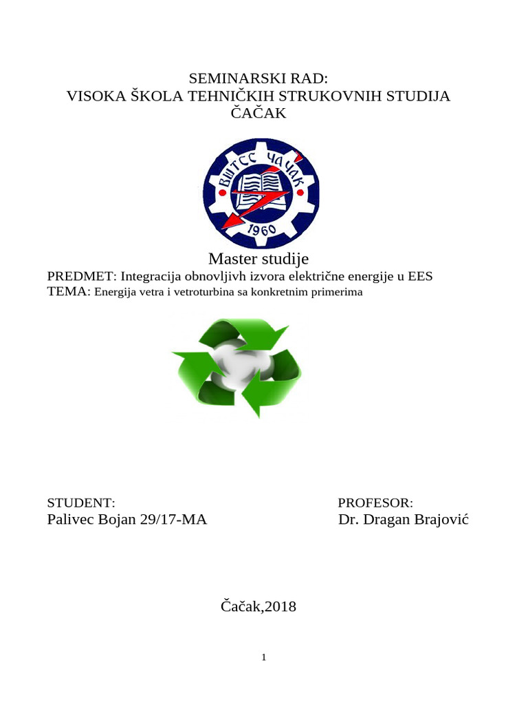 Energija Vetra I Vetroturbine | PDF