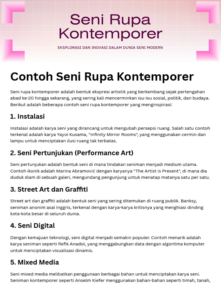 Contoh Seni Rupa Kontemporer Modern | PDF