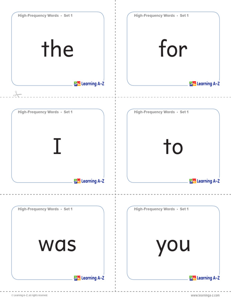 Highfrequency Word Flashcards High Frequency Word Set 1 | PDF