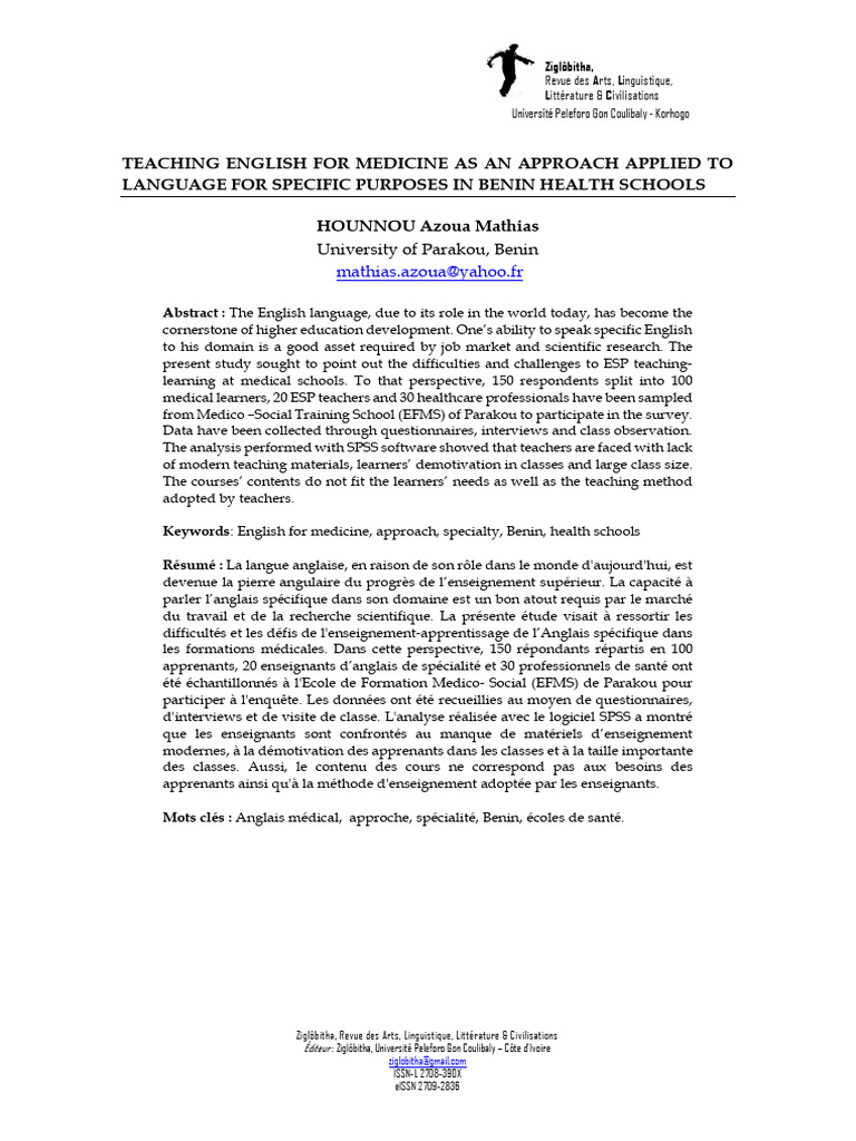 007 Art. HOUNNOU Azoua Mathias | PDF | English As A Second Or Foreign Language | Learning