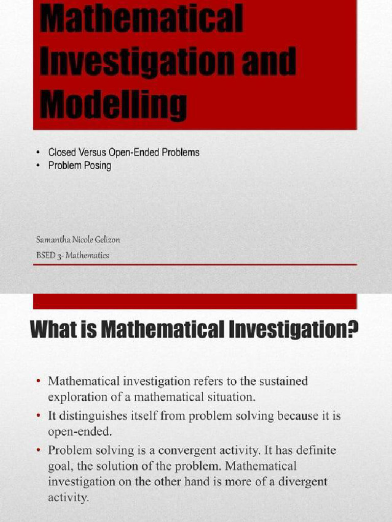 Math Investigation and Modelling | PDF