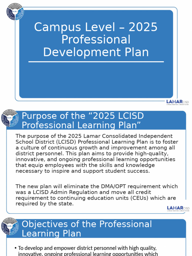 2025 LCISD Professional Learning Plan | PDF | Teachers | Learning