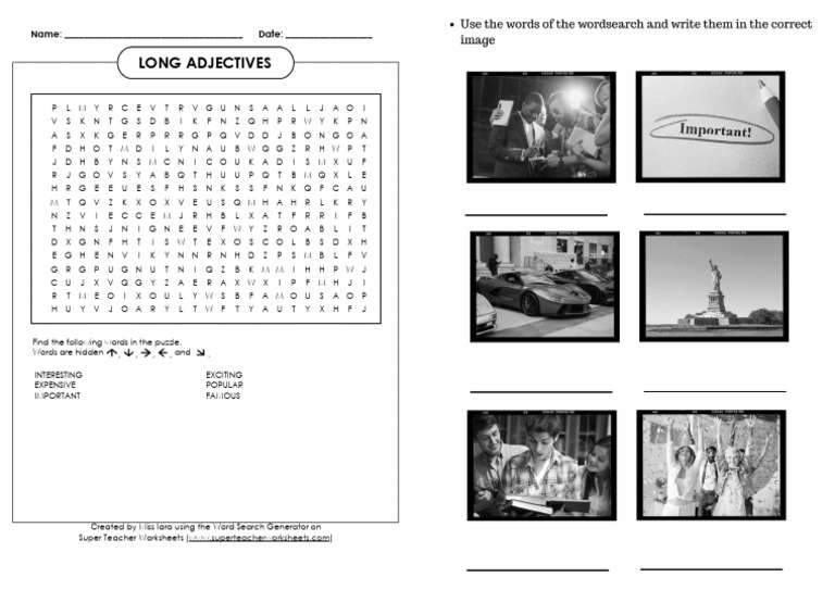 Long Adjectives Word Search Puzzle | PDF