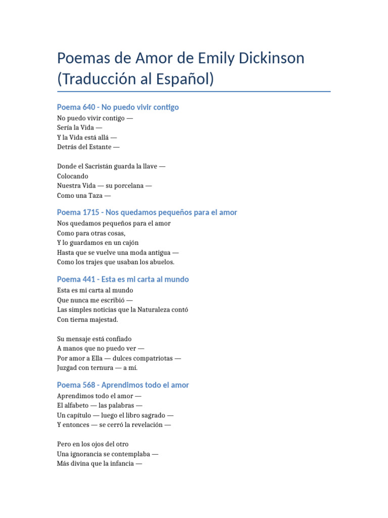 Poemas de Amor de Emily Dickinson | PDF