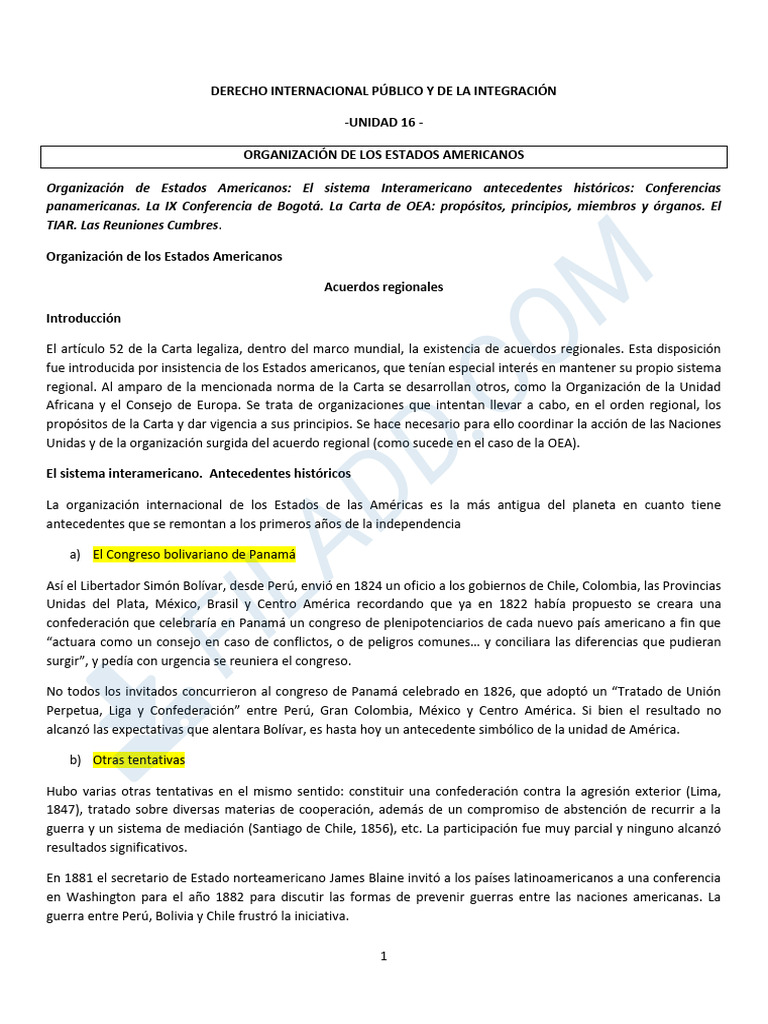 OEA: Historia y Estructura del Sistema Interamericano | PDF | Naciones ...