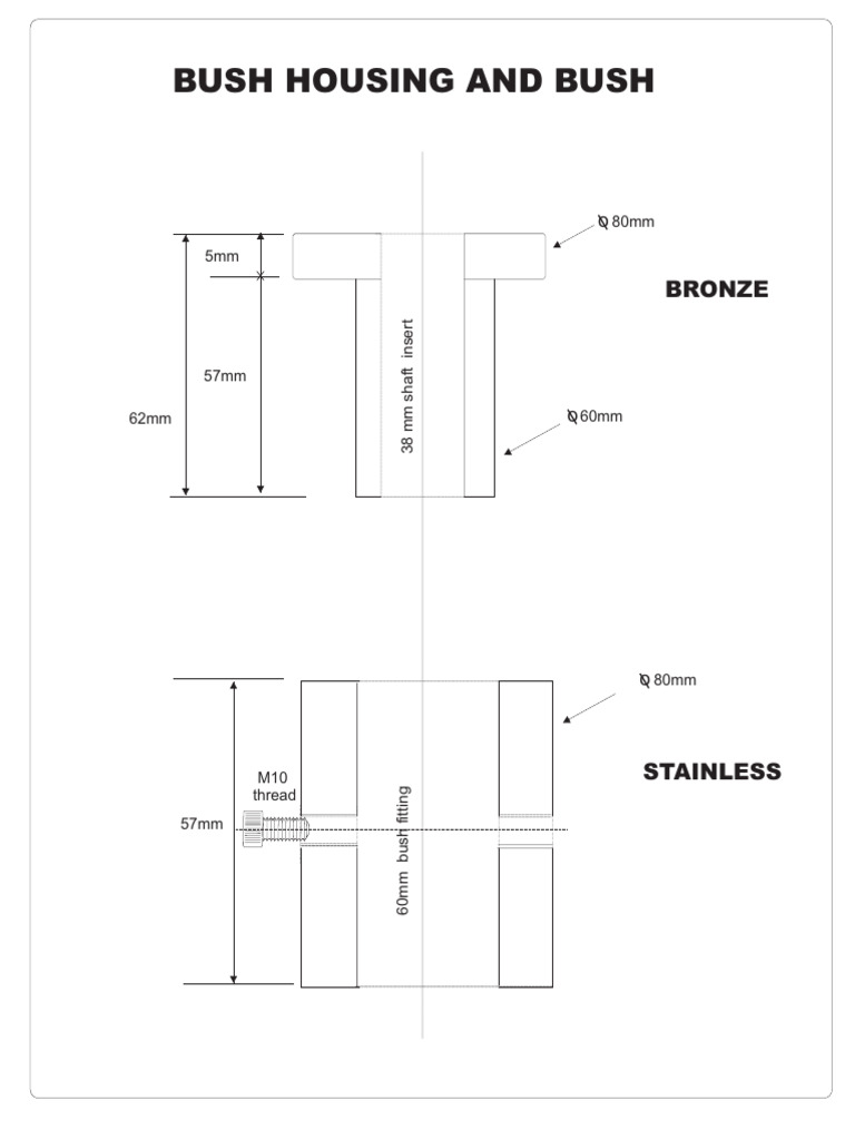 Bush Housing Specifications and Sizes | PDF