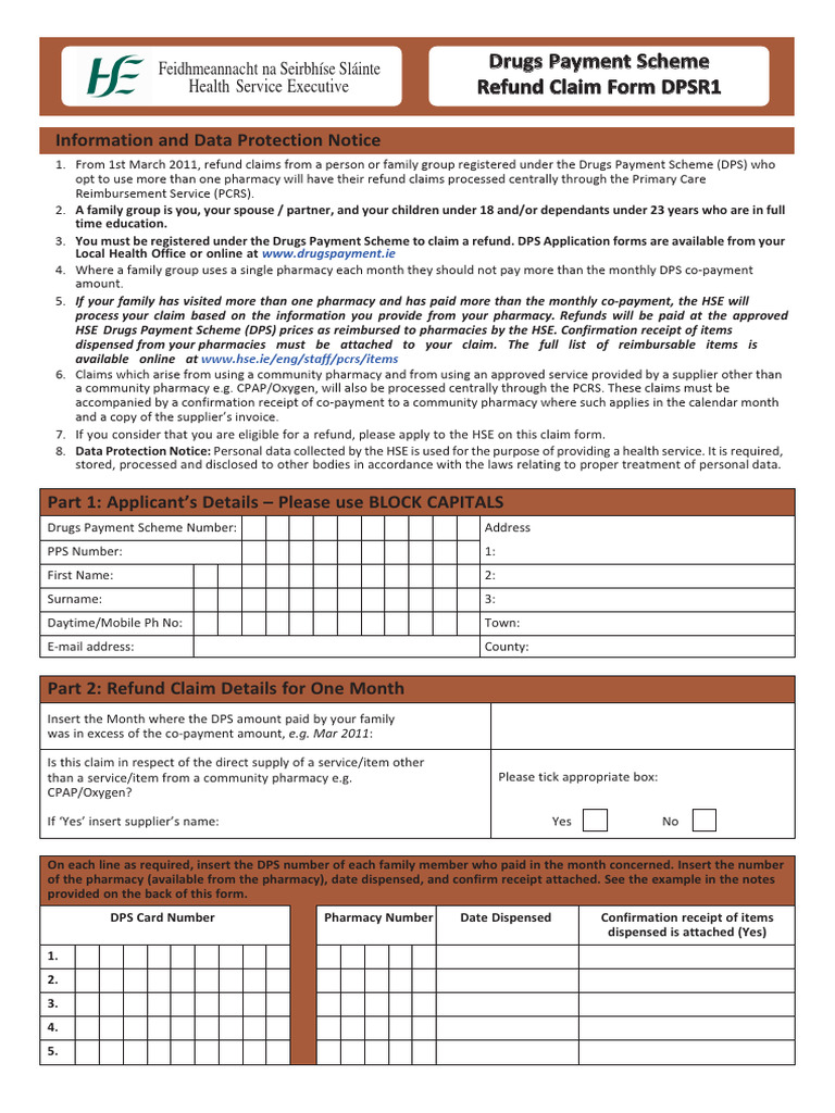 DPS Refund Claim Form Instructions | PDF | Receipt | Pharmacy