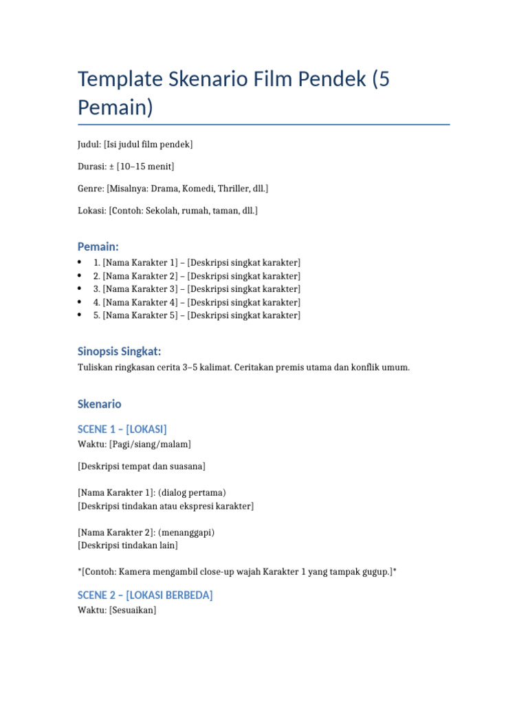 Template Skenario Film Pendek | PDF