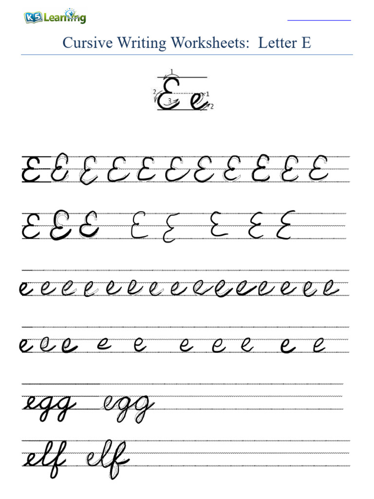 Handwriting Letters Ee Printable | PDF